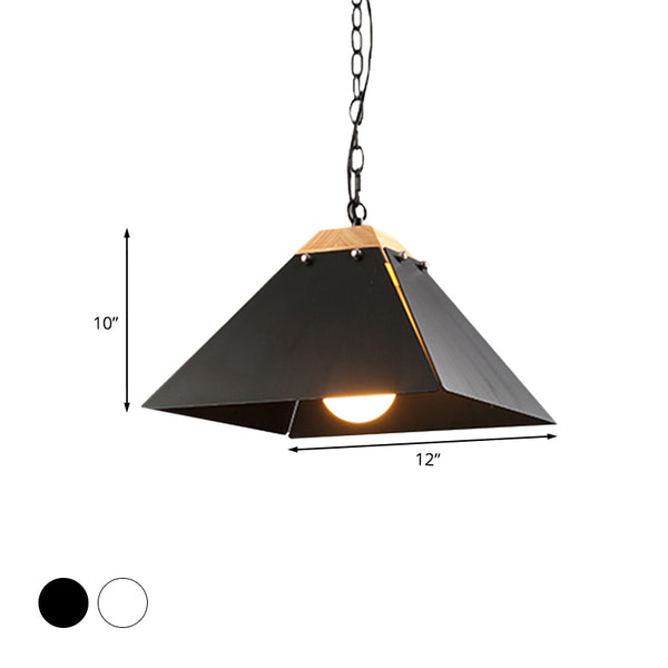 1 Bulb Pyramid Pendant Light Contemporary Black/White Metal Ceiling ...