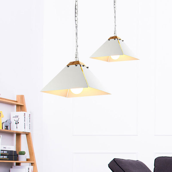 1 Bulb Pyramid Pendant Light Contemporary Black/White Metal Ceiling ...
