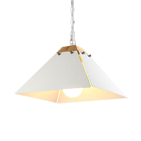 1 Bulb Pyramid Pendant Light Contemporary Black/White Metal Ceiling ...