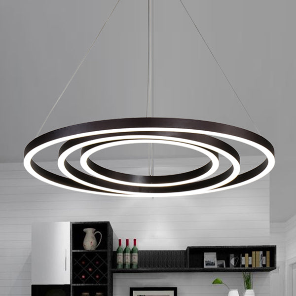 Brown Hoop Chandelier Contemporary 1/2/3-Ring Acrylic LED Ceiling Light ...