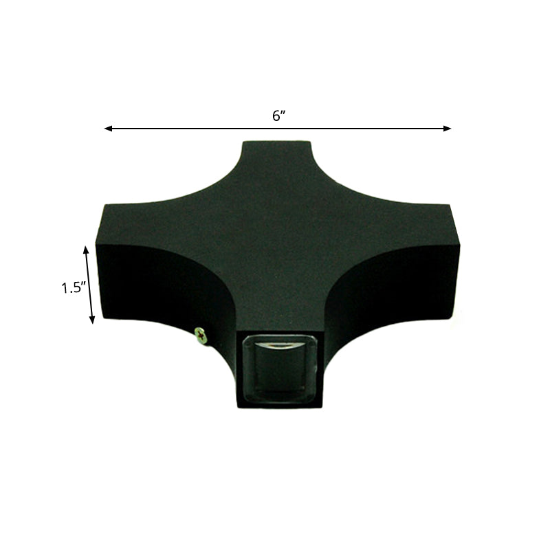 Black X Shaped 4-Way Wall Mount Lamp Modern Aluminum RGB Color LED ...