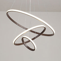Brown Multi-Ring Chandelier Modern Acrylic 2/3/4 Lights Living Room LED ...