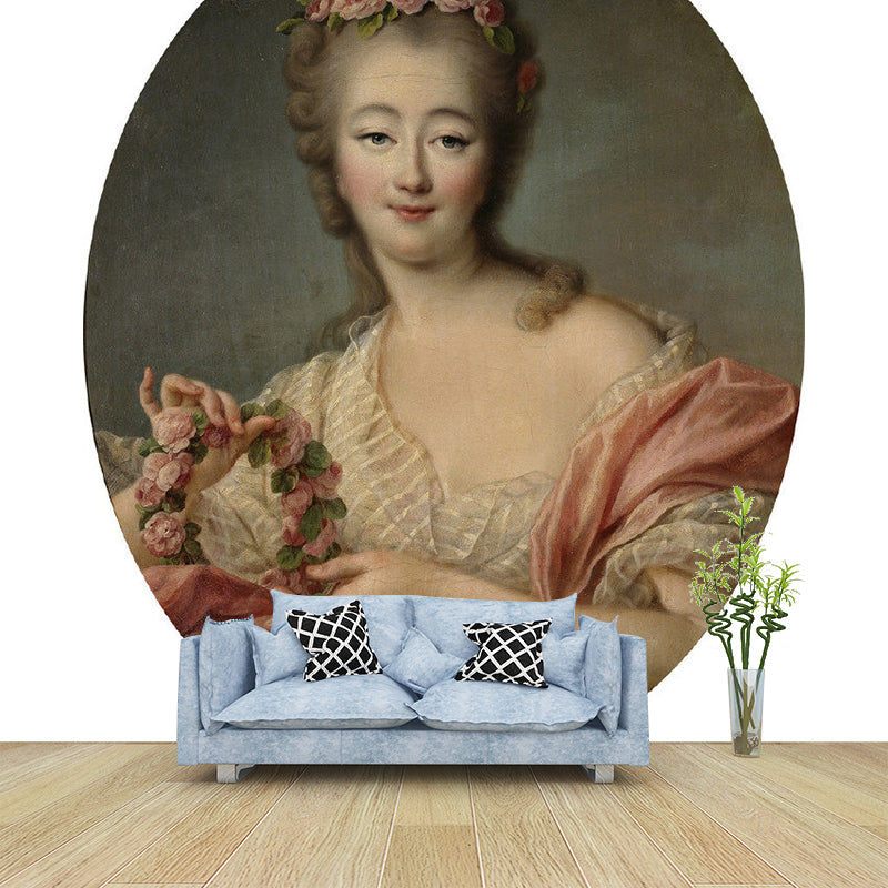 Extra Large European Mural in Beige and Pink Glamorous Lady Wall Art ...