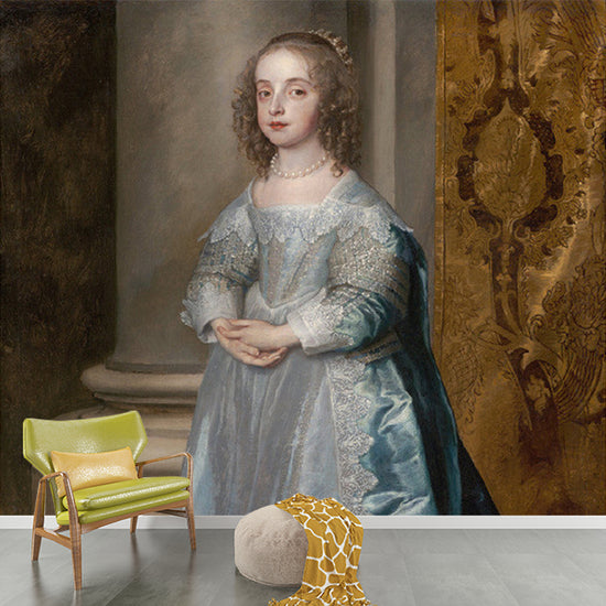 Large Vintage Wall Murals Grey and Blue Van Dyck The Princess Mary ...
