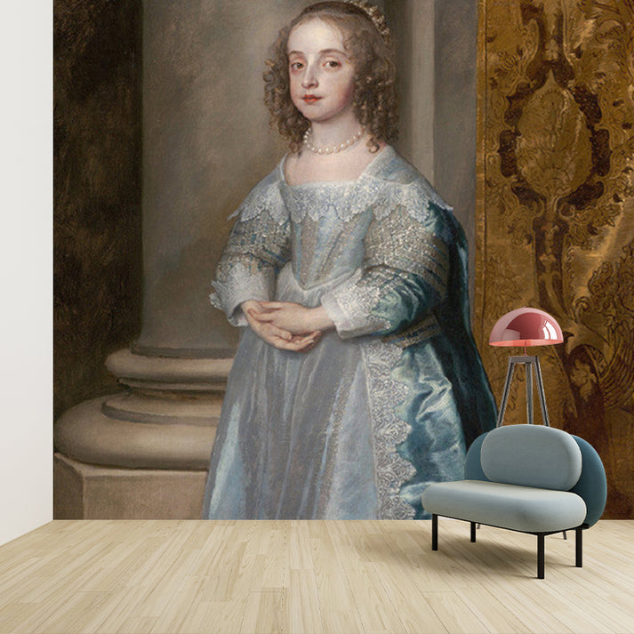 Large Vintage Wall Murals Grey and Blue Van Dyck The Princess Mary ...