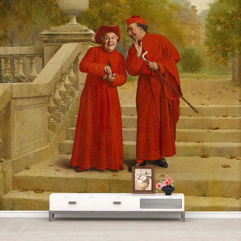 Red-Yellow Renaissance Mural Wallpaper Custom Cardinal and Snuff ...