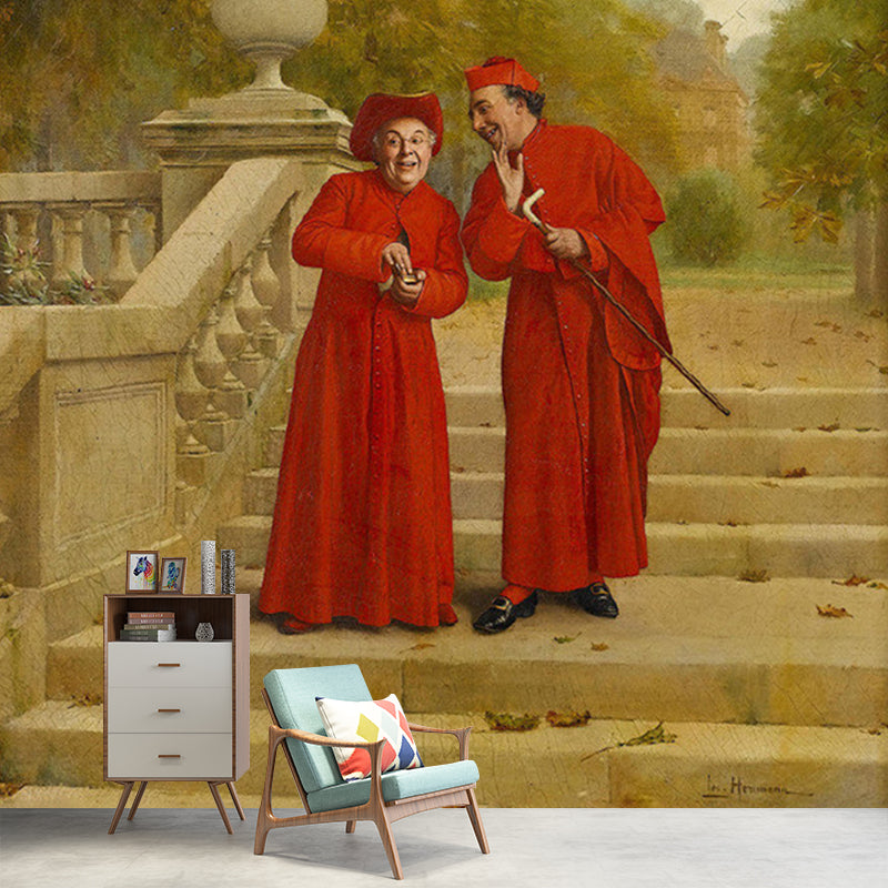 Red-Yellow Renaissance Mural Wallpaper Custom Cardinal and Snuff ...