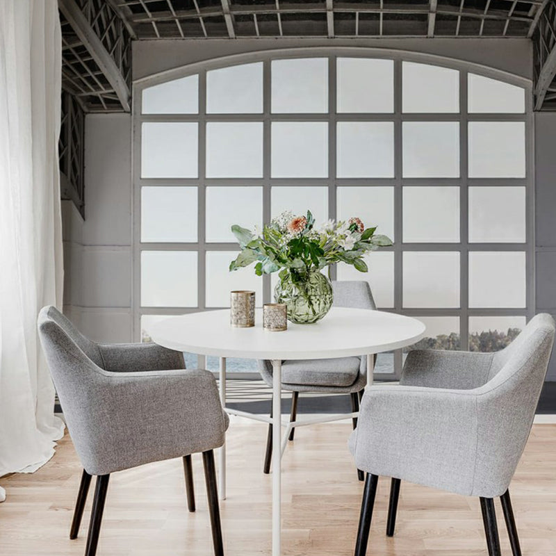 White Grid Window Murals Construction Modernist Moisture Resistant Wall ...