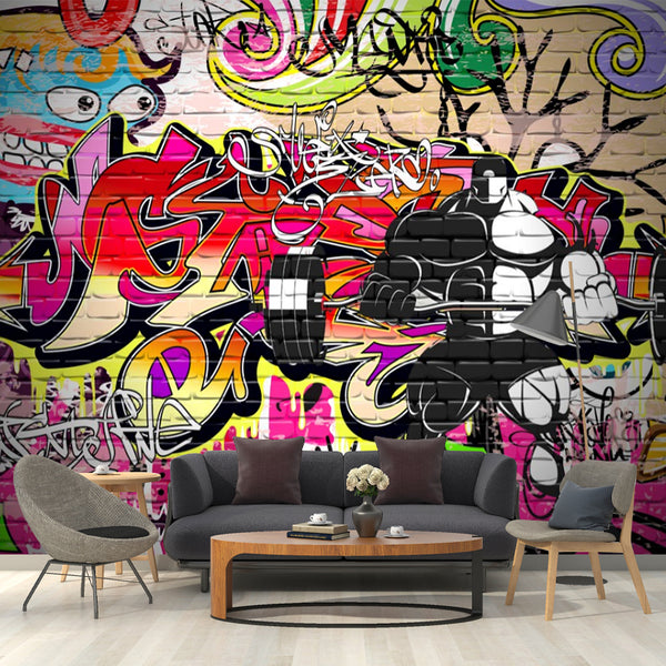 Modern Graffiti Wall Covering Murals Multicolored Street Art Wall Decor ...