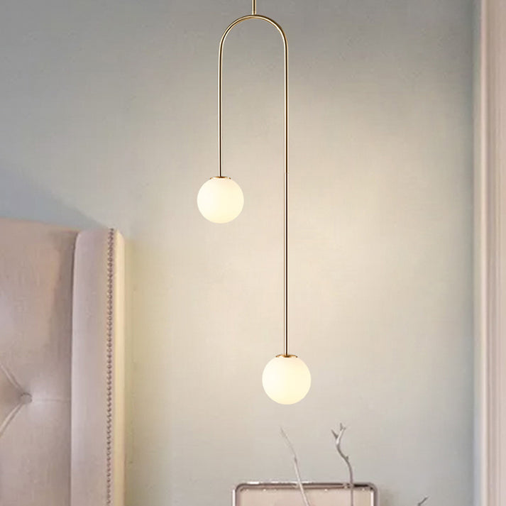 Black/Gold Ball Cluster Pendant Post-Modernist 2 Lights White Glass Led ...