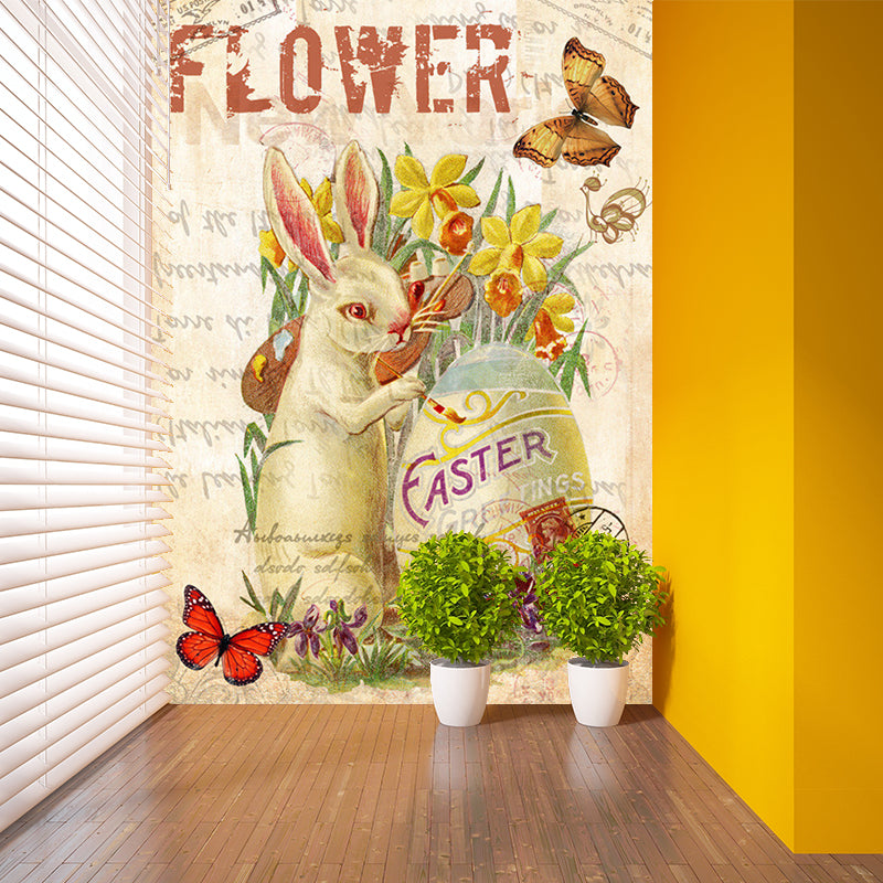 Brown Rabbit Murals Decal Plants Kids Moisture Resistant Wall Art for ...