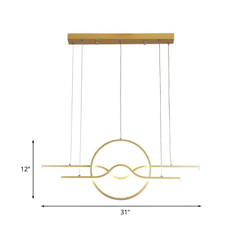 Modern Wavy and Ring Island Lamp Metallic Dining Room LED Pendulum ...
