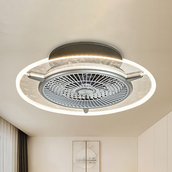 Round Acrylic Hanging Fan Light Modernism Gold/Silver Finish LED ...