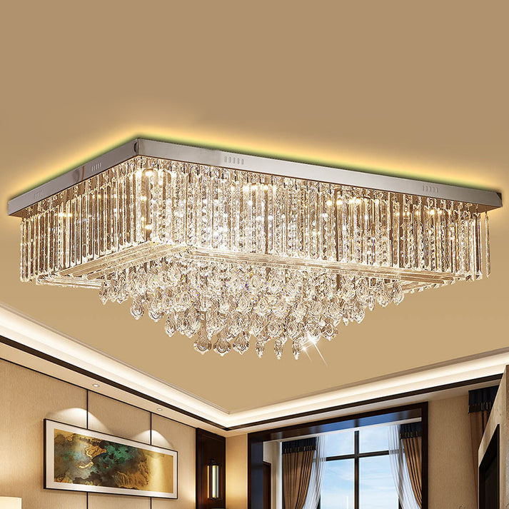 Crystal Clear Flush Mount Lamp Rectangle Tapered Contemporary LED ...