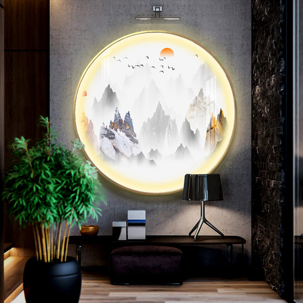 Chinese Rounded Metal Mural Light LED Wall Mounted Lighting in Gold ...