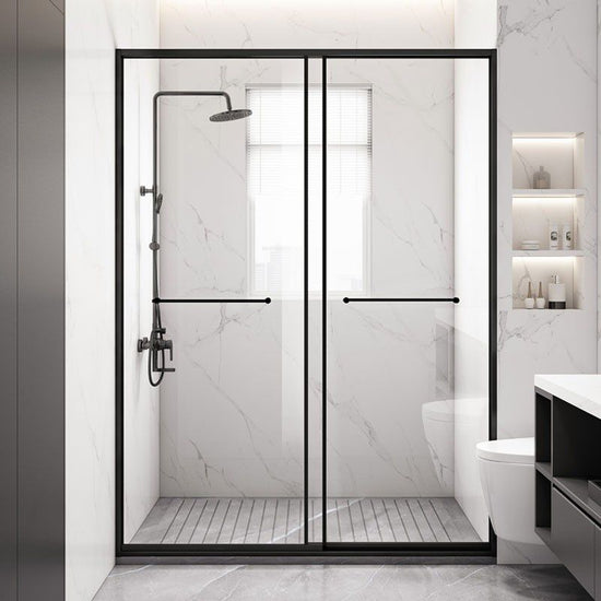 Frame Metal Double Sliding Shower Bath Door 78.7 High Clear Shower Door ...
