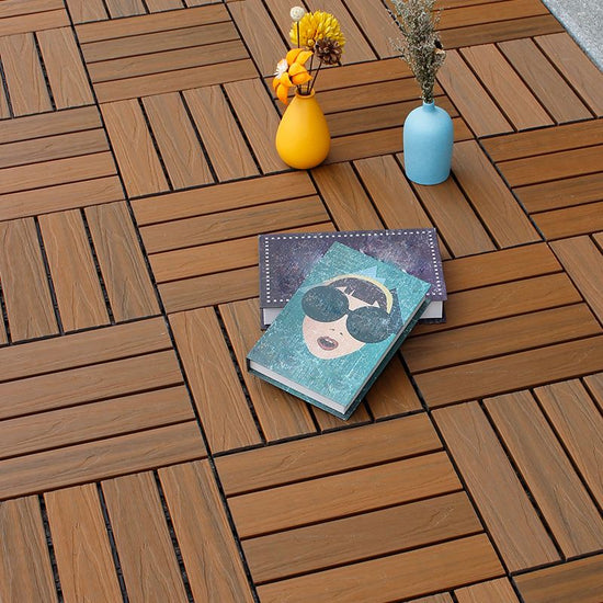 Composite Decking Tiles Interlocking Striped Pattern Patio Flooring ...