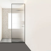 Black Full Frame Fixed Shower Screen Tempered Glass Shower Door - Clearhalo