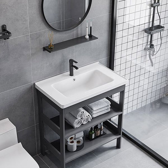 Modern Bathroom Vanity Metal Base Free-standing Standard with Mirror ...