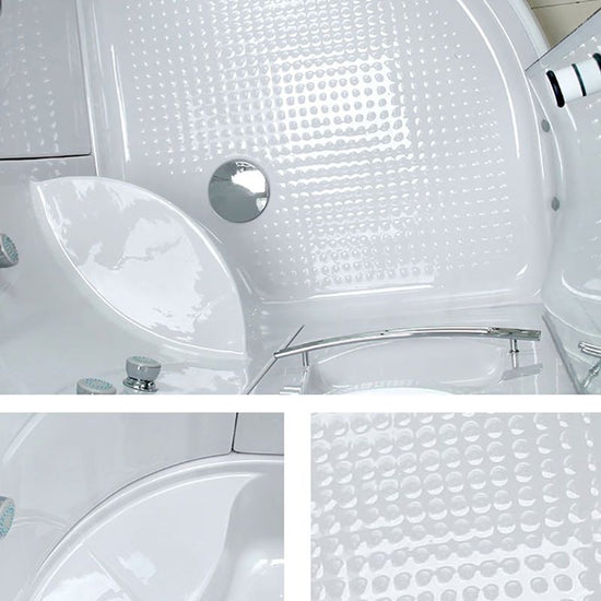 Neo-Round Shower Stall White Tempered Glass Shower Stall with Door ...