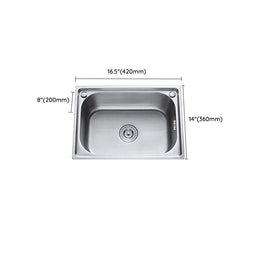 Single Bowl Kitchen Sink Stainless Steel Rectangle Sink with Basket ...