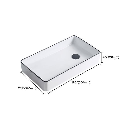 Modern Porcelain Trough Sink White Trough Sink With Basin, and Faucet ...