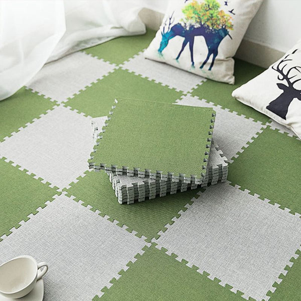 Interlocking Carpet Tiles Foam Solid Color Indoor Carpet Tiles - Clearhalo