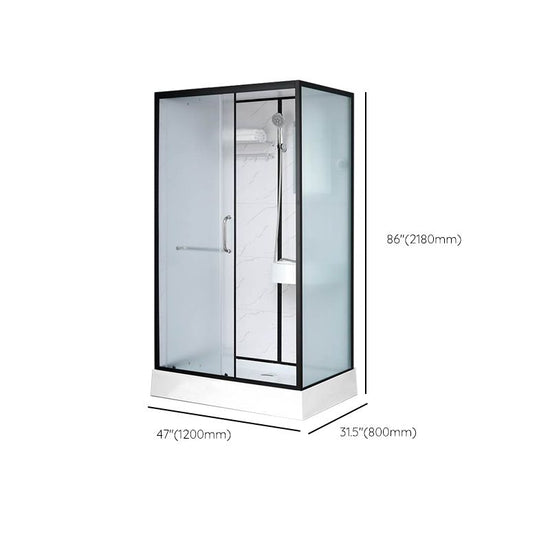 Single Sliding Rectangle Shower Kit White Frosted Shower Stall with ...