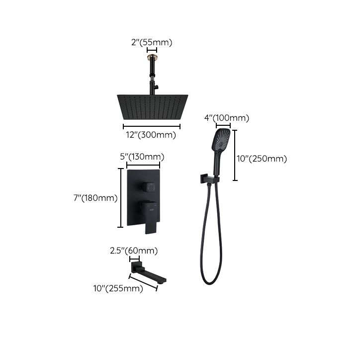 Modern Shower Set Brass Square Temperature Control Shower System ...