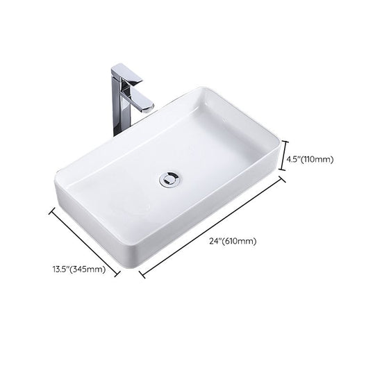 Modern Bathroom Sink Single Faucet Hole Porcelain Rectangular Vessel ...