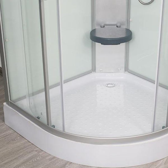 Tempered White Shower Kit Framed Double Sliding Rounded Shower Stall ...