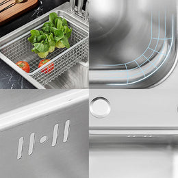 Modern Style Kitchen Sink Dirt Resistant Drop-In Kitchen Sink - Clearhalo