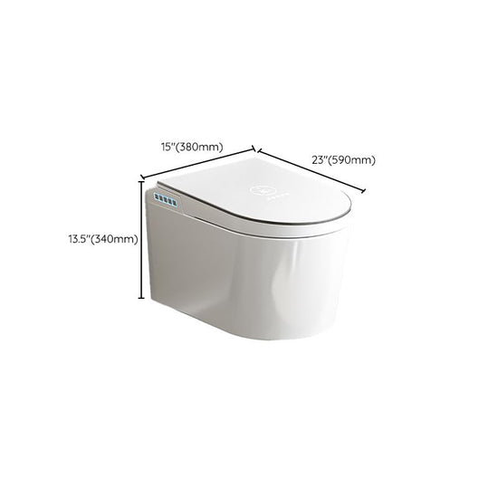 White Elongated Wall Mounted Bidet with Wireless Remote Control - Clearhalo