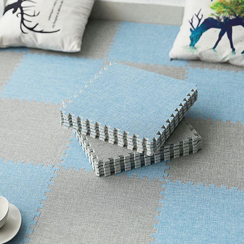 Interlocking Carpet Tiles Foam Solid Color Indoor Carpet Tiles - Clearhalo