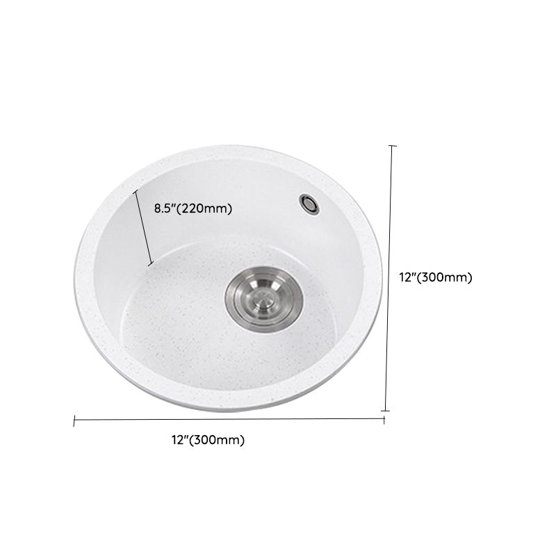 Round Quartz Kitchen Sink Single Bowl Kitchen Sink with Basket Strainer ...