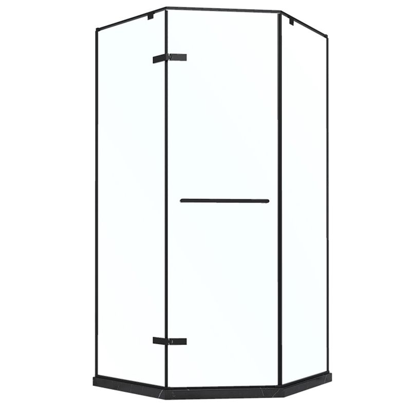 Black Neo-Angle Shower Enclosure Semi Frameless Door Hinged Shower Room - Clearhalo