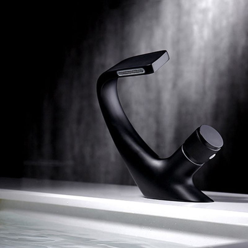 Modern Sink Faucet Brass Waterfall Spout Knob Handle Bathroom Faucet ...