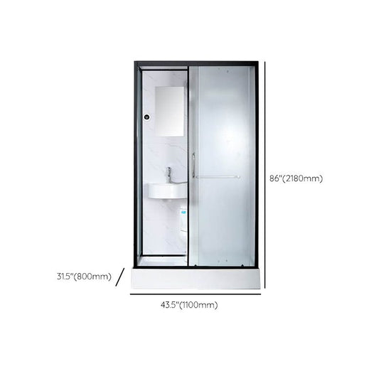 Single Sliding Rectangle Shower Kit White Frosted Shower Stall with ...