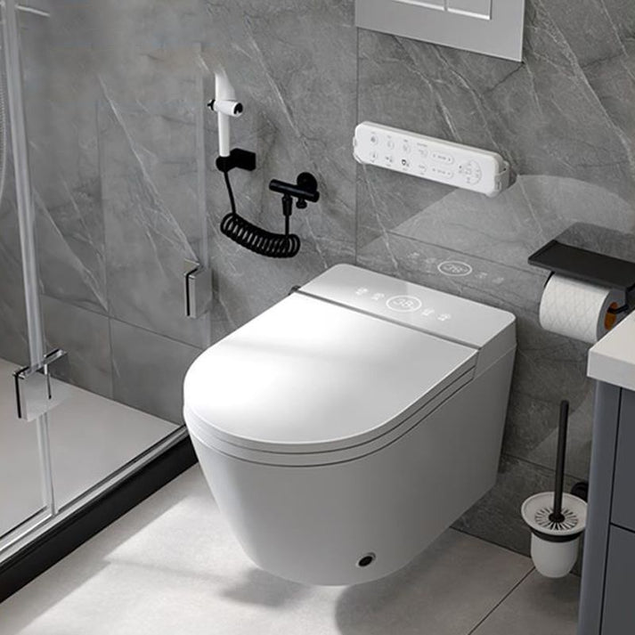 Elongated Smart Bidet Wall-Mounted White Ceramic Foot Sensor Flush ...