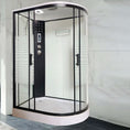 Modern Black Shower Stall Shower System Clear Glass Sliding Door Shower ...