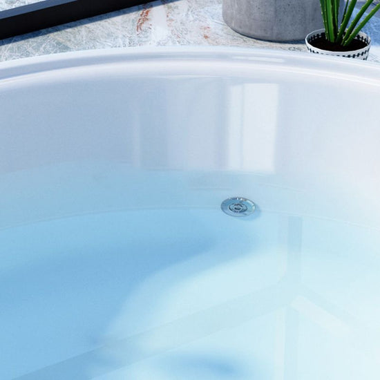 Round Freestanding Soaking Bathtub Modern Acrylic-Fiberglass White ...