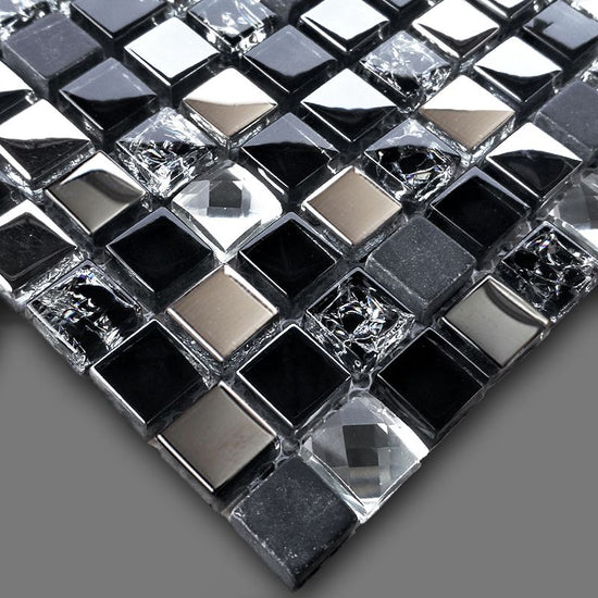 Glass Mosaic Tile Square Shape Wall Tile with Fade Resistant - Clearhalo