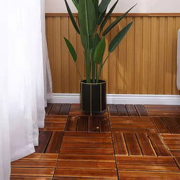 4-Slat Wood Floor Tiles Interlocking Installation Floor Board Tiles ...