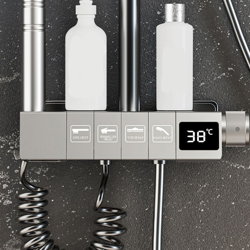 Contemporary Shower Set Slide Bar Dual Shower Head Thermostatic Wall ...