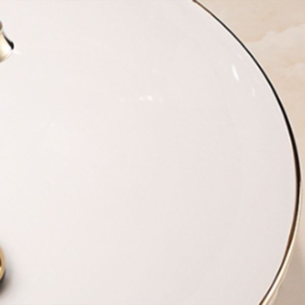 Traditional Bathroom Sink Porcelain Round Vessel Lavatory Sink with Pop ...