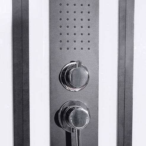 Black Framed Shower Enclosure Single Sliding Square Shower Kit - Clearhalo