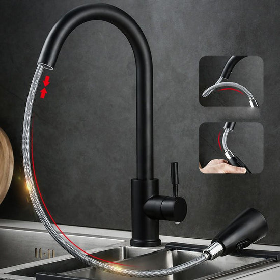 Pull Down Spout Kitchen Faucet One Handle Kitchen Sink Faucet with Pull ...