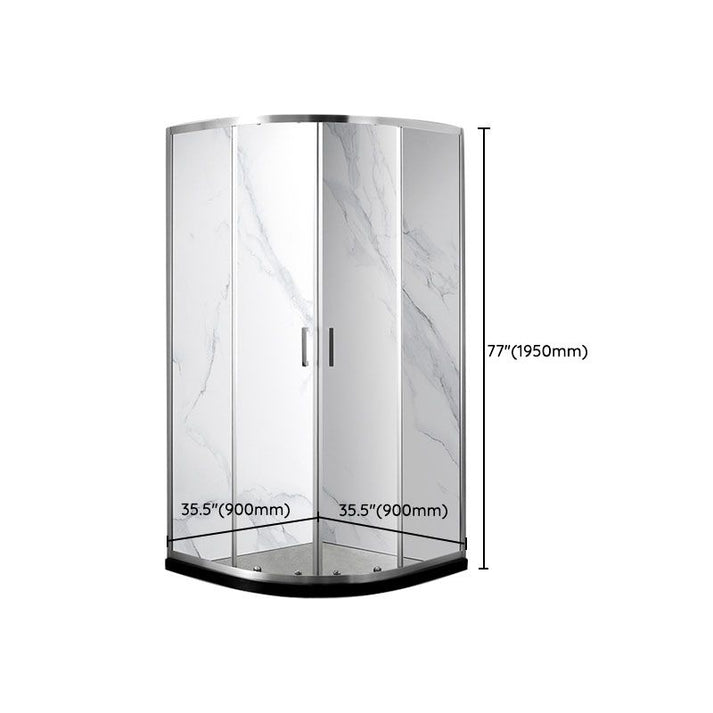 Bathroom Shower Enclosure Clear Glass Gray Corner Shower Stall - Clearhalo