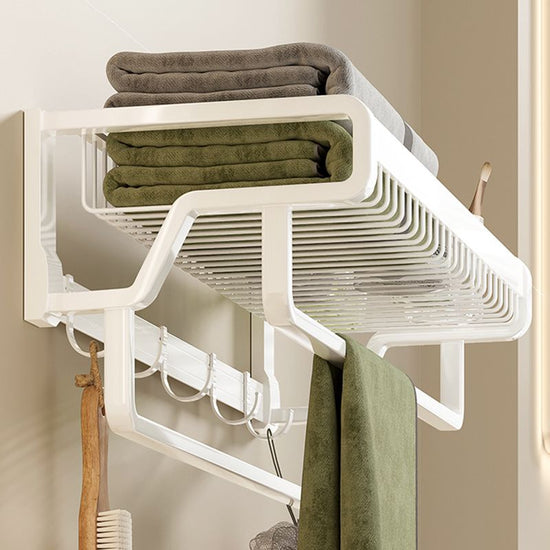 Contemporary Bath Hardware Set in Stainless Aluminum Matte White Robe ...