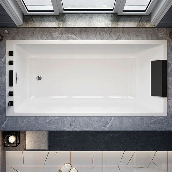 Rectangle Acrylic Soaking Bathtub Contemporary White Drop-in Bathtub ...